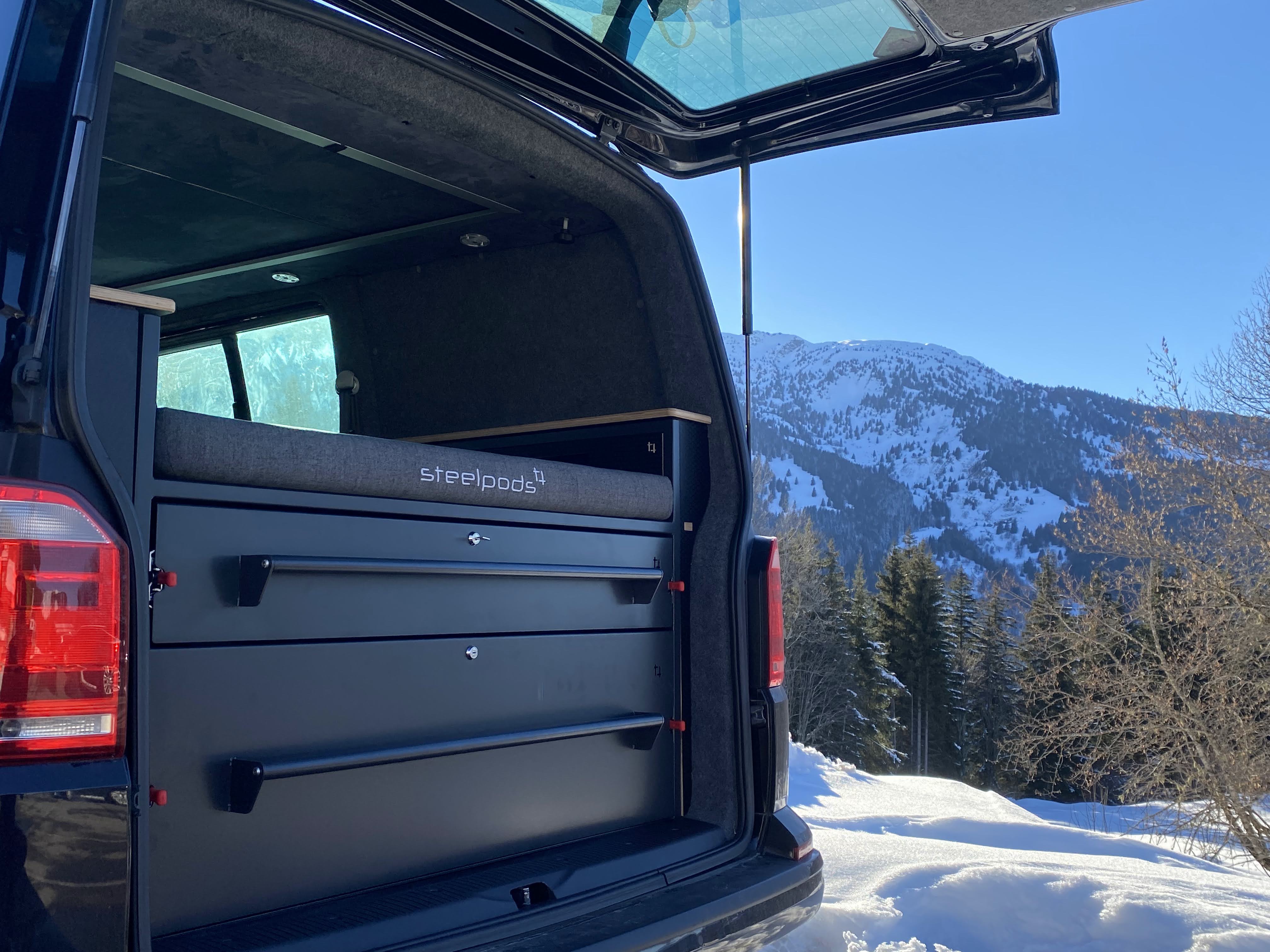 SteelPods - sliding steel drawers, beds & racking for vans and campers